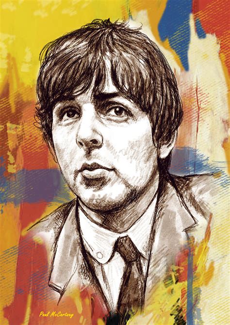 Paul Mccartny Stylised Pop Art Drawing Potrait Poser Drawing By Kim