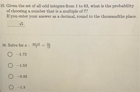 [answered] 35 given the set of all odd integers from 1 to 63 what is