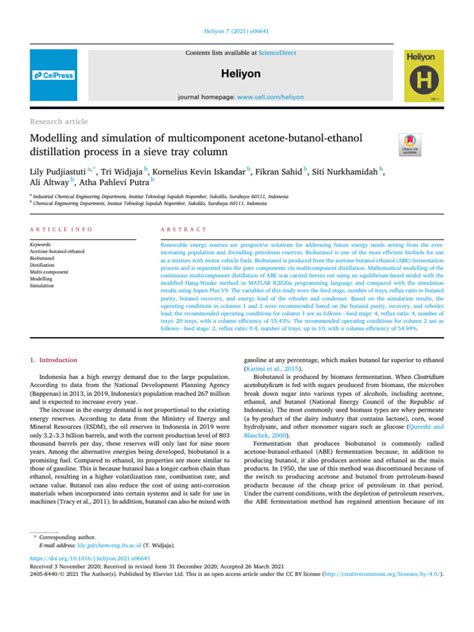 Modelling And Simulation Of Multicomponent Acetone Butanol Ethanol