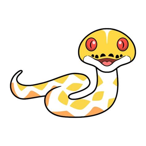 Dessin Animé Mignon Python Réticulé Amélanistique Vecteur Premium