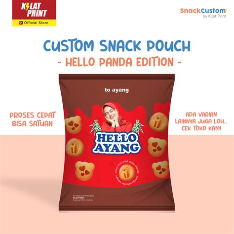 Jual Snack Custom Foto Teks Bungkus Pouch Jumbo Ala Hello Panda Edition Shopee Indonesia