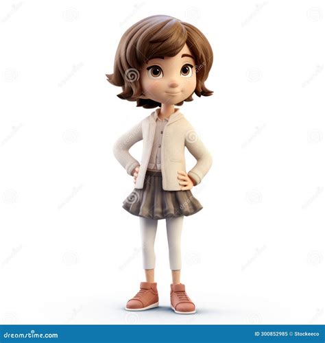Cartoonish Innocence 3d Animation Of A Girl In Rinpa School Style Stock Illustration