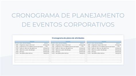 Planilhas Cronograma De Planejamento De Eventos Corporativos Excel E