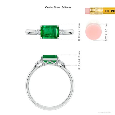 Classic East West Emerald Cut Emerald Side Stone Engagement Ring