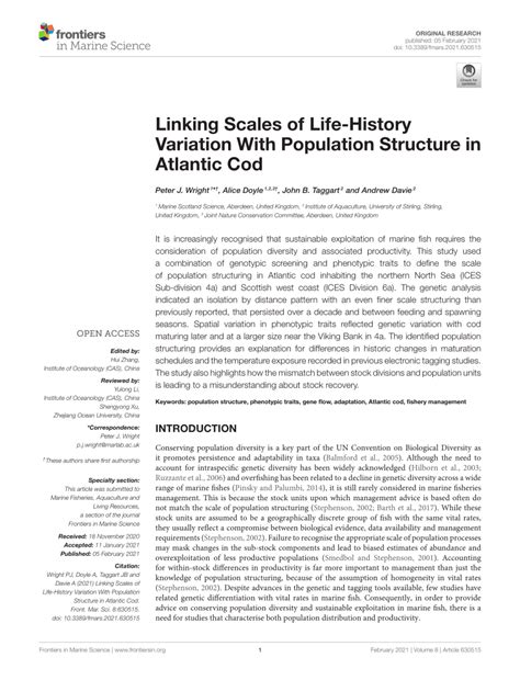 Pdf Linking Scales Of Life History Variation With Population
