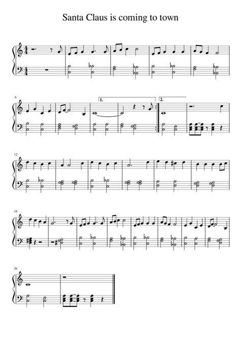 Santa Claus Is Coming To Town Piano Sheet Music Free Christmas Piano