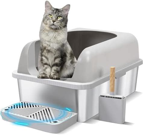 Angju Stainless Steel Cat Litter Box Metal Extra Large Cat Litter Tray