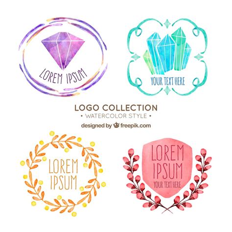 Pack De Cuatro Logos De Acuarela Vector Gratis