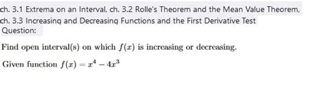 Solved Ch 31 Extrema On An Interval Ch 32 Rolles