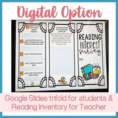 Reading Interest Inventory Elementary Survey Back To School Worksheet Ela Activity Printable