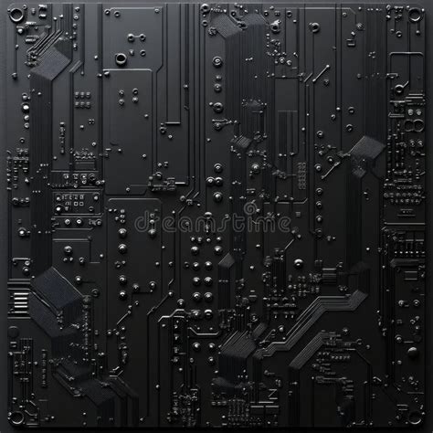 Complex Black Circuit Board Design Showcasing Detailed Electronic