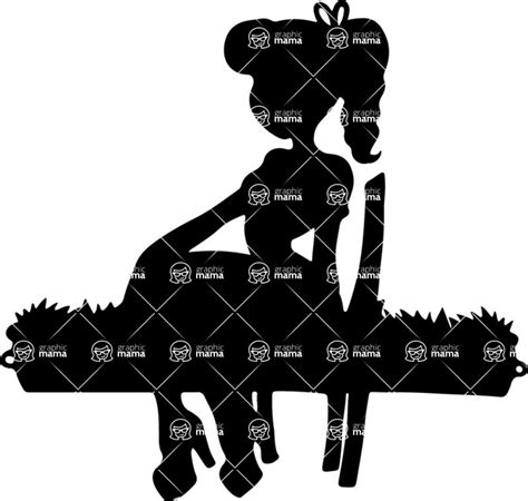 Pinup Girl Sitting Silhouette Cartoon Stock Graphic Graphicmama