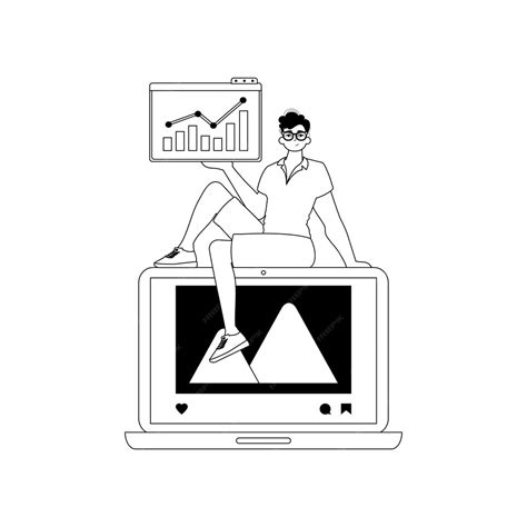 Premium Vector Guy Photograph And Emergence Graph Social Network Root