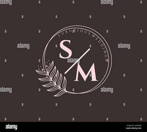 Sm Initials Letter Wedding Monogram Logos Template Hand Drawn Modern Minimalistic And Floral