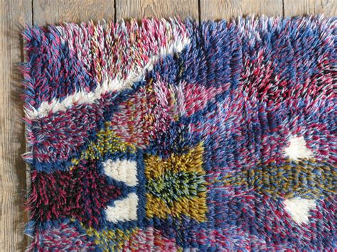 Scandinavian Modern High Pile Geometric Handmade Wool Rya Rug Sweden 1960s For Sale At 1stdibs