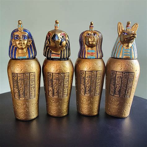 Egyptian Canopic Jar Set Imsety Qebehsenuef Duamutef Hapy