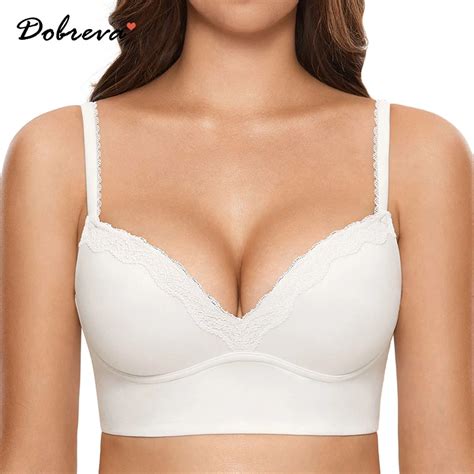 Dobreva Womens Push Up Bra Wireless Padded No Underwire Bralettes Lace
