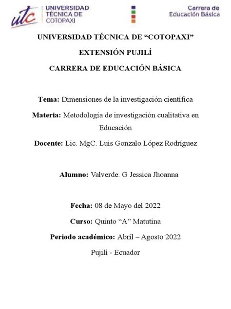 Dimensiones De La Investigacion Científica Pdf Conocimiento Teoría