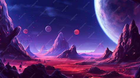 Premium Ai Image Landscape Of An Alien Planet In Purple Color With