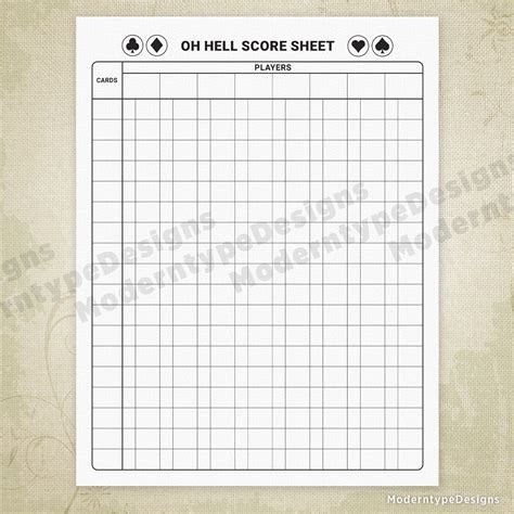 Oh Hell Score Sheet Printable