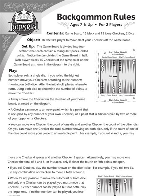 Backgammon Pdf Gaming Tabletop Games Worksheets Library