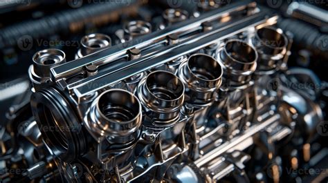 A Detailed Shot Of An Engine Block Featuring Different Sized Cylinders