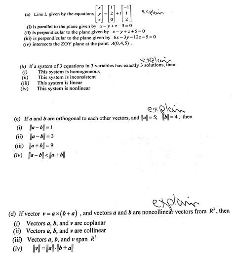 Linear Algerba X I —1 A Line L Given By The Equations Y 2
