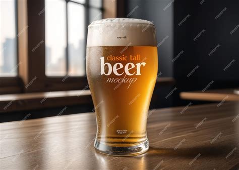 Classic Tall Beer Pint Glass Mockup Psd Template Premium Ai Generated Psd