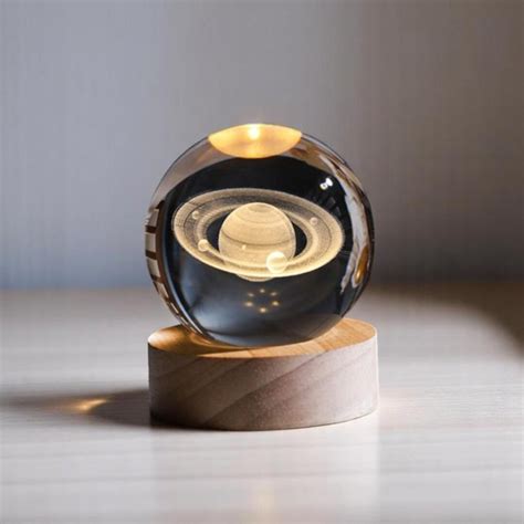 Solar System Night Light 3d Printed Planet Crystal Ball Lamp Custom