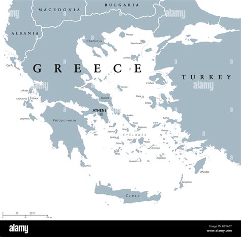 Greece Political Map With Capital Athens With Most Important