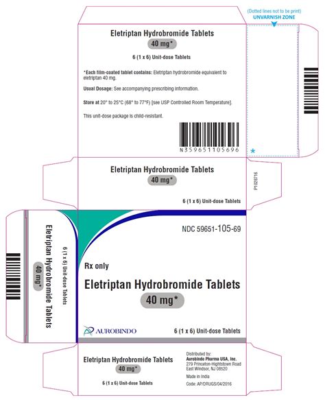 Eletriptan Package Insert Prescribing Information