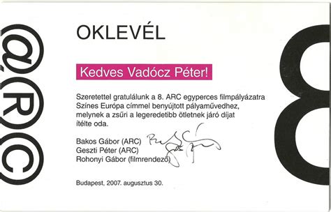 Awards Vadócz Péter
