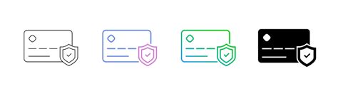 신용 카드 보안 아이콘에는 편집 가능한 획 선 이중 색상 선 그라디언트 선 및 실선의 네 가지 스타일이 있습니다 웹 디자인 모바일 앱 Ui Ux 및 Gui 디자인에
