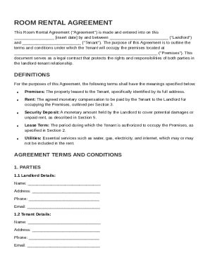 Editable Room Rentaldoc Agreement Template Fill And Sign Printable