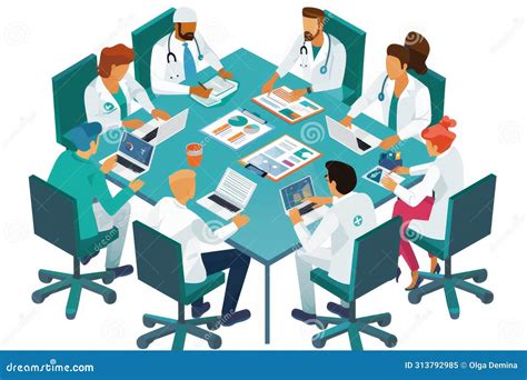Multidisciplinary Medical Team Around A Table Discussing Healthcare Strategies Stock Image