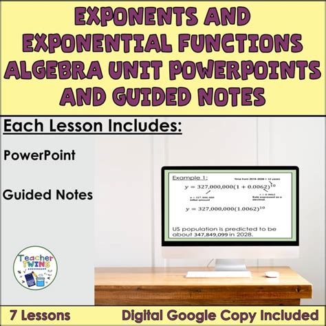 Exponents And Exponential Functions Algebra Unit Powerpoints And Guided