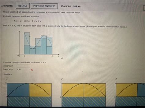 Evaluate The Upper And Lower Sums With N 8 Upper Sum