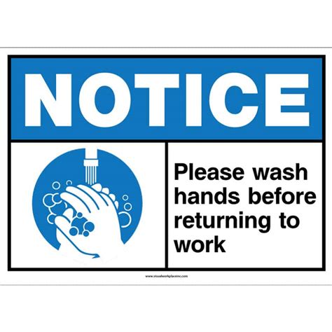 Ansi Notice Please Wash Hands Before Returning To Work Visual