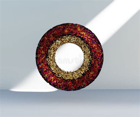 3d Render Abstract Geometric Torus Shape Cracked Surface With Hole