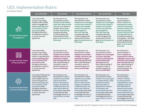Udl Implementation Rubric Novak Educational Consulting Artofit