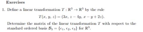 solved exercises 1 define a linear transformation t r3 r3
