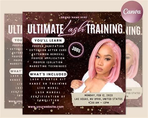 Lash Class Flyer Set Course Flyer Lash Training Course Book Now Training Lash Extension