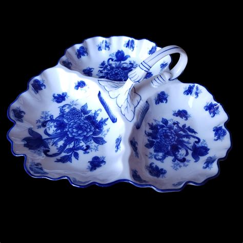 Cracker Barrel Blue And White 3 Part Relish Dish