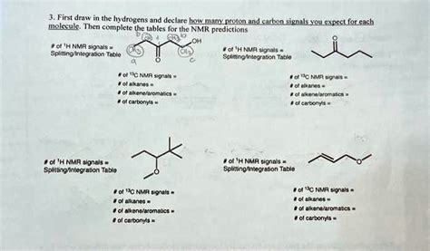 3 first draw in the hydrogens and declare how many proton and carbon