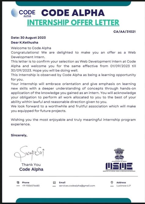 Kethusha On Linkedin Codealpha Internshipatcodealpha