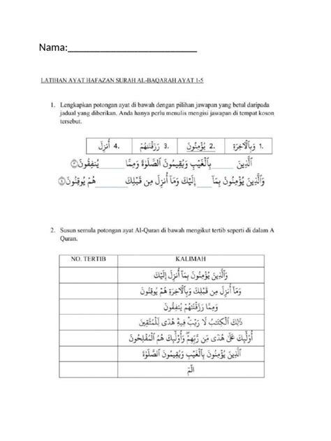 Lembaran Kerja Pendidikan Agama Islam Ting 1 Kssm Ppki Pdf