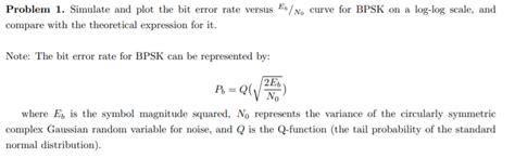 problem 1 simulate and plot the bit error rate