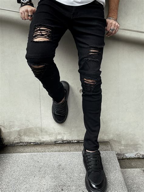 Black Ripped Skinny Jeans Men