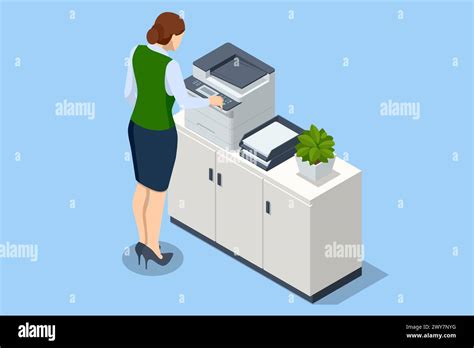 Isometric Office Multi Function Printer Scanner Print Copy Scan Fax