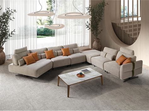 Sofá Chaise Longue Relax Modular Direito Tecido Areia 6273 Angel Cerda